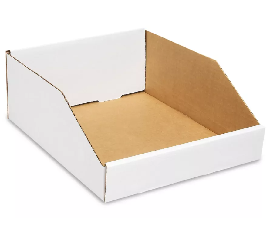 White Corrugated Parts Bins - 10 x 12 x 4 1⁄2" - getply